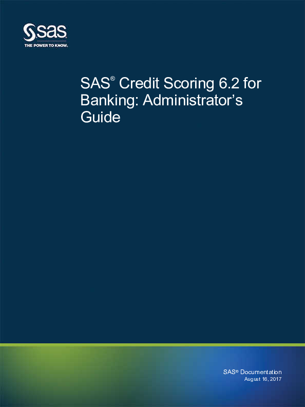 (PDF) SAS ® Credit Scoring 6.2 for Banking: Administrator's Guide SAS ...