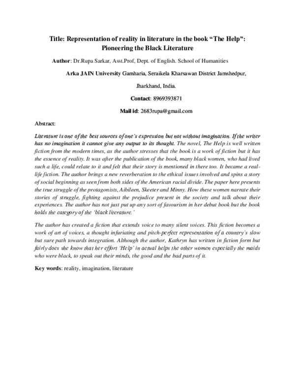 (PDF) Title: Representation of reality in literature in the book "The ...