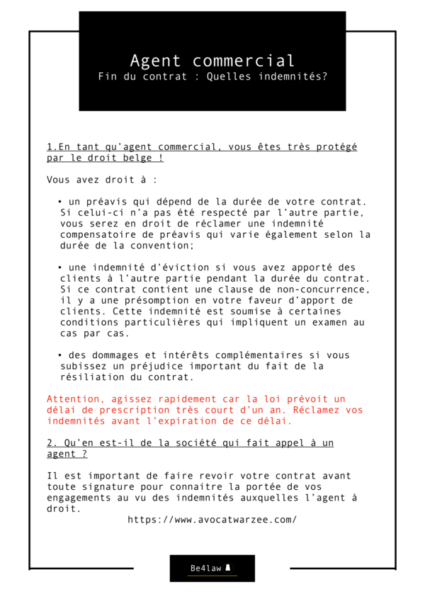 (PDF) Agent commercial -indemnités