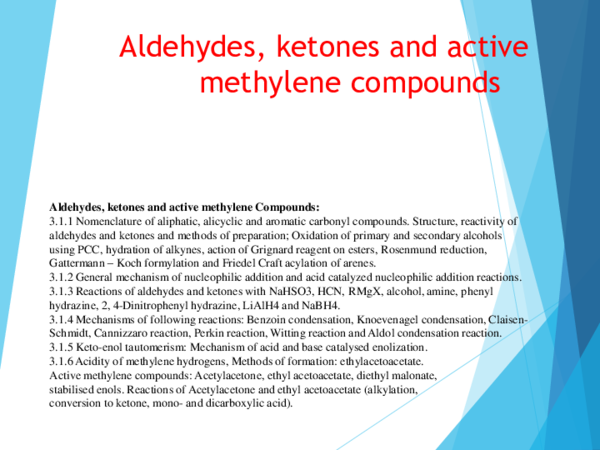 (PDF) Aldehydes, ketones and active methylene compounds