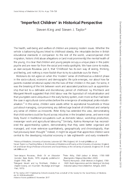 (PDF) 'Imperfect Children' in Historical Perspective