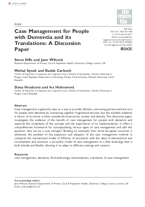 (PDF) Case management for people with dementia and its translations: A ...