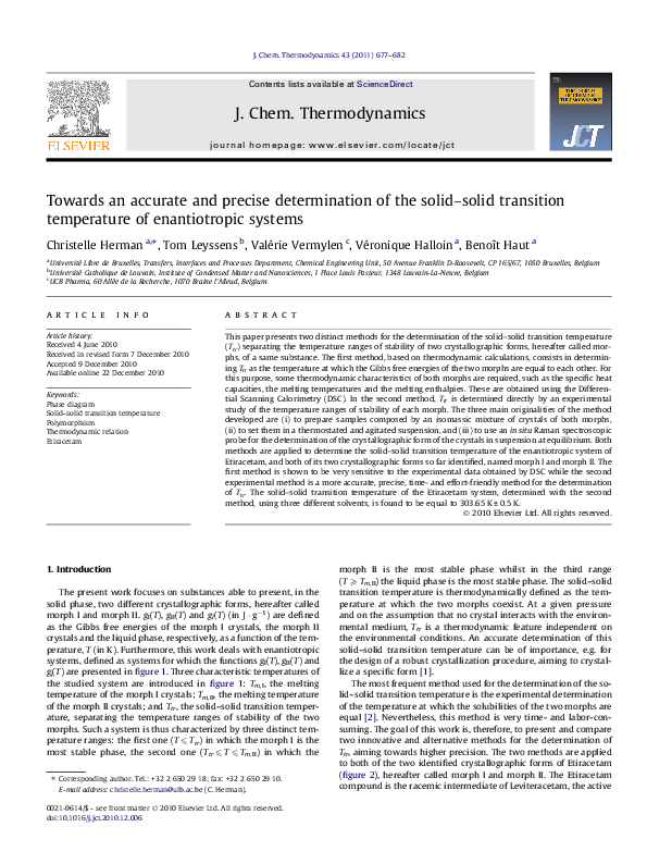 (PDF) Towards an accurate and precise determination of the solid-solid ...