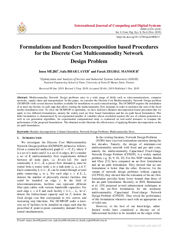 (PDF) New Lagrangian Relaxation Approach for the Discrete Cost ...