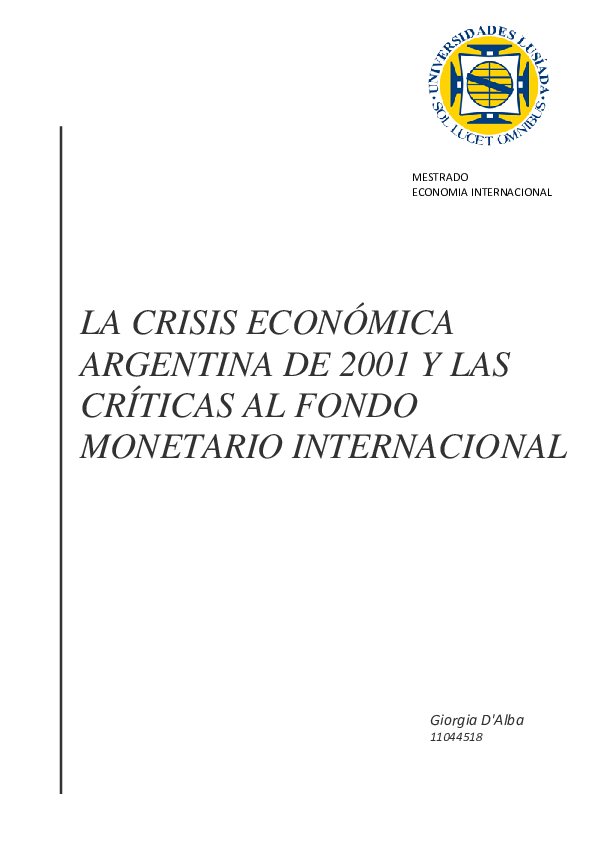 (PDF) LA CRISIS ECONÓMICA ARGENTINA DE 2001 Y LAS CRÍTICAS AL FONDO ...