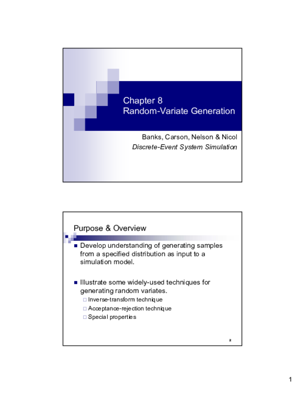 (PDF) Chapter 8 Random-Variate Generation