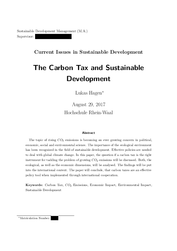 (PDF) The Carbon Tax and Sustainable Development