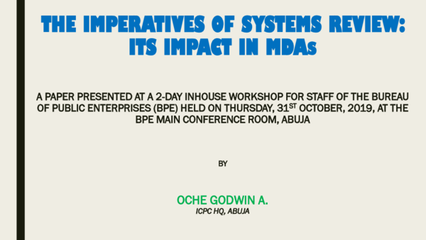 (PPT) IMPERATIVES OF SYSTEMS REVIEW AND IMPACT IN MDAs