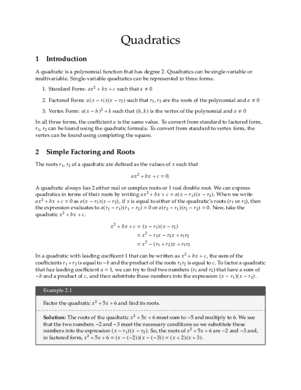 (PDF) Quadratics