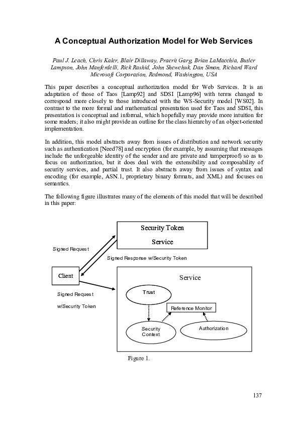 (PDF) A Conceptual Authorization Model for Web Services