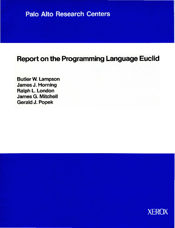 (PDF) Report on the Programming Language Euclid