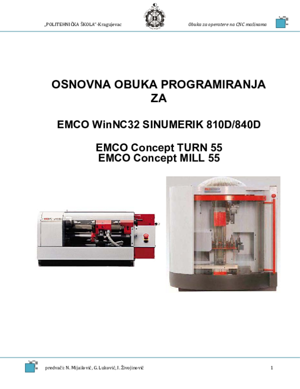 (PDF) OSNOVNA OBUKA PROGRAMIRANJA ZA EMCO WinNC32 SINUMERIK 810D/840D EMCO Concept TURN 55 EMCO ...