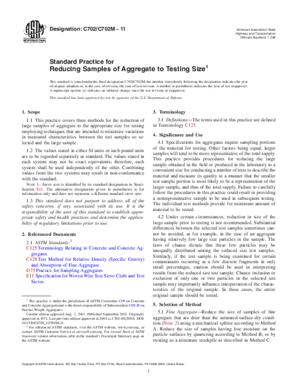 (PDF) Designation: C702/C702M − 11 Standard Practice for Reducing ...