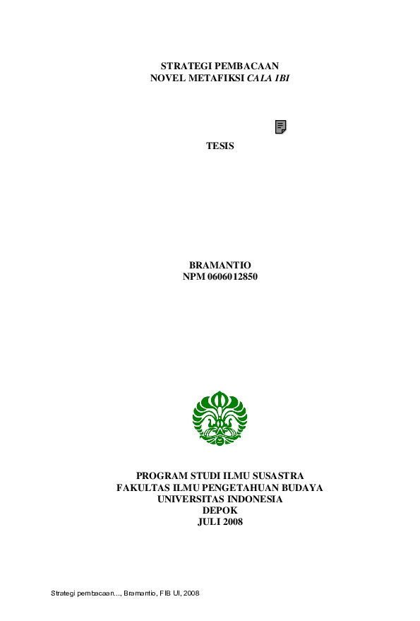 (PDF) STRATEGI PEMBACAAN NOVEL METAFIKSI CALA IBI