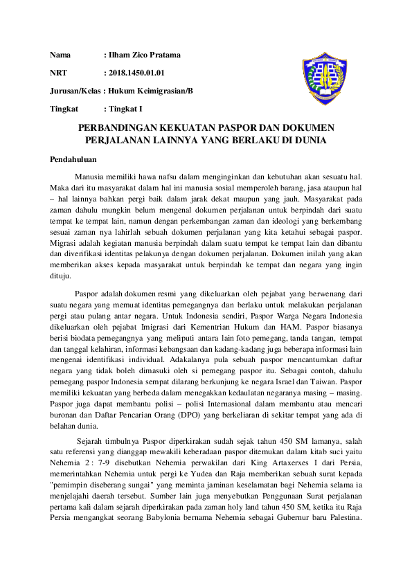 (DOC) PERBANDINGAN KEKUATAN PASPOR DAN DOKUMEN PERJALANAN LAINNYA YANG ...