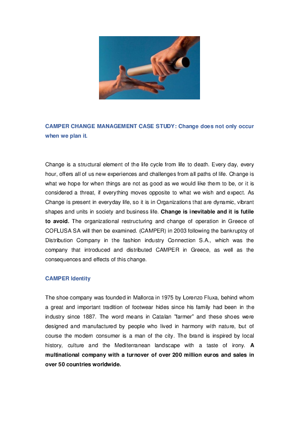 (PDF) CAMPER CHANGE MANAGEMENT CASE STUDY: Change does not only occur ...
