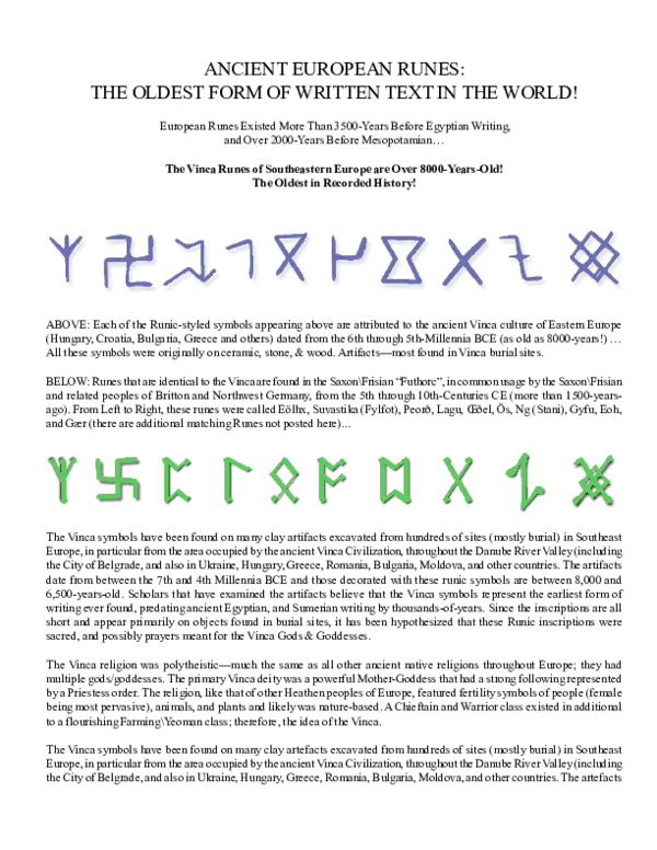 (PDF) EUROPEAN RUNES OLDEST WRITING in HISTORY