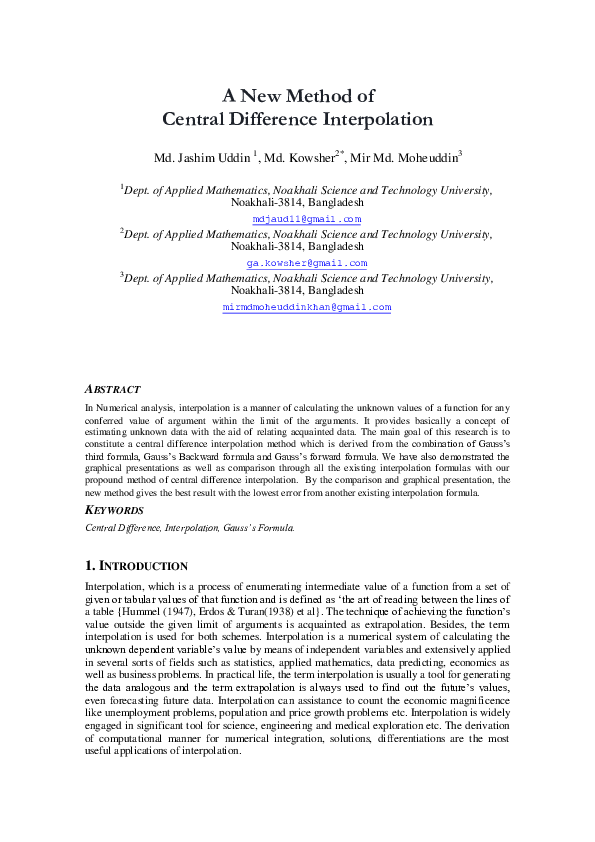 (PDF) A New Method of Central Difference Interpolation