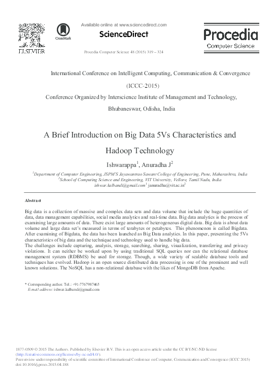 (PDF) A brief intro on BIg Data 5V Characteristics