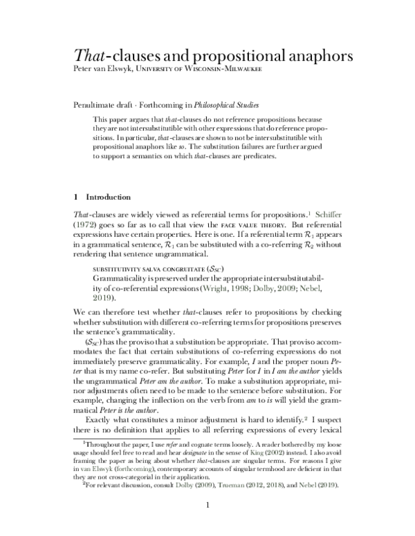 (PDF) "That"-clauses and propositional anaphors