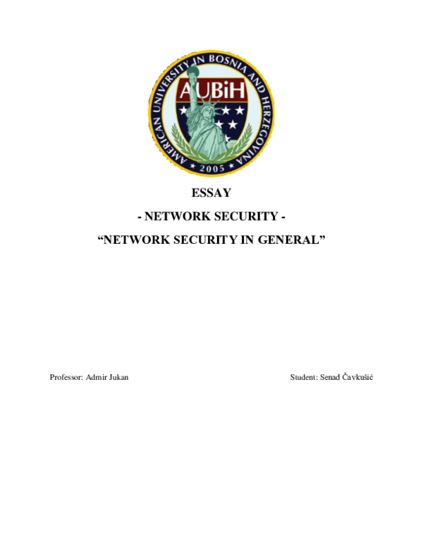 (DOC) ESSAY - NETWORK SECURITY - "NETWORK SECURITY IN GENERAL"