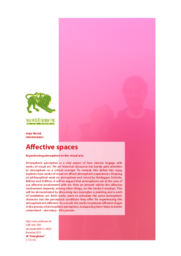 (PDF) Affective spaces Experiencing atmosphere in the visual arts