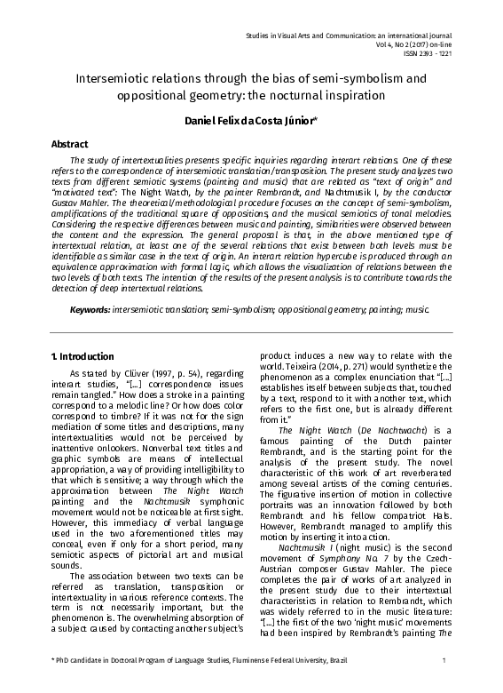 (PDF) Intersemiotic relations through the bias of semi-symbolism and ...