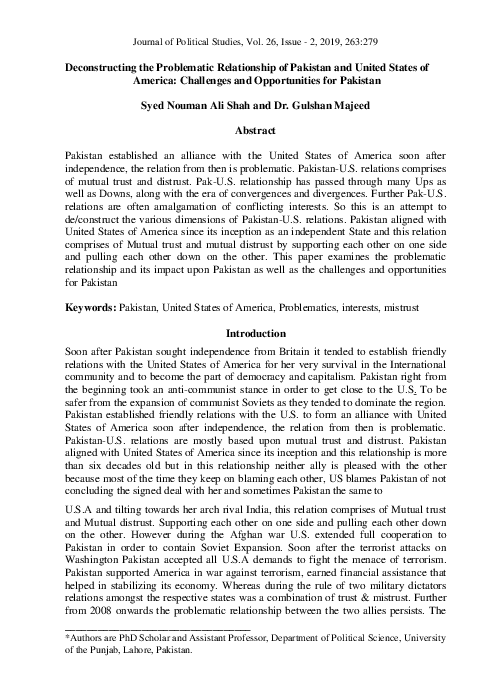 (PDF) Deconstructing the Problematic Relationship of Pakistan and ...