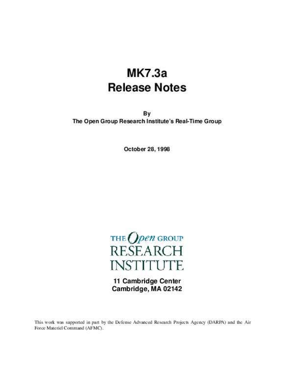 (PDF) MK7.3a Real-Time Microkernel for the OSF/1 OS - Release Notes