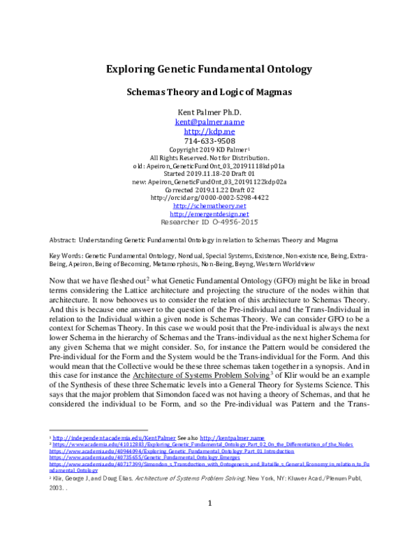 (PDF) Exploring Genetic Fundamental Ontology: Part 03 Schemas Theory and Logic of Magmas