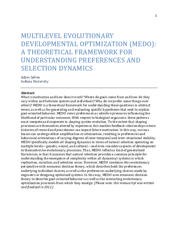 (PDF) Multilevel Evolutionary Developmental Optimization: A Theoretical ...
