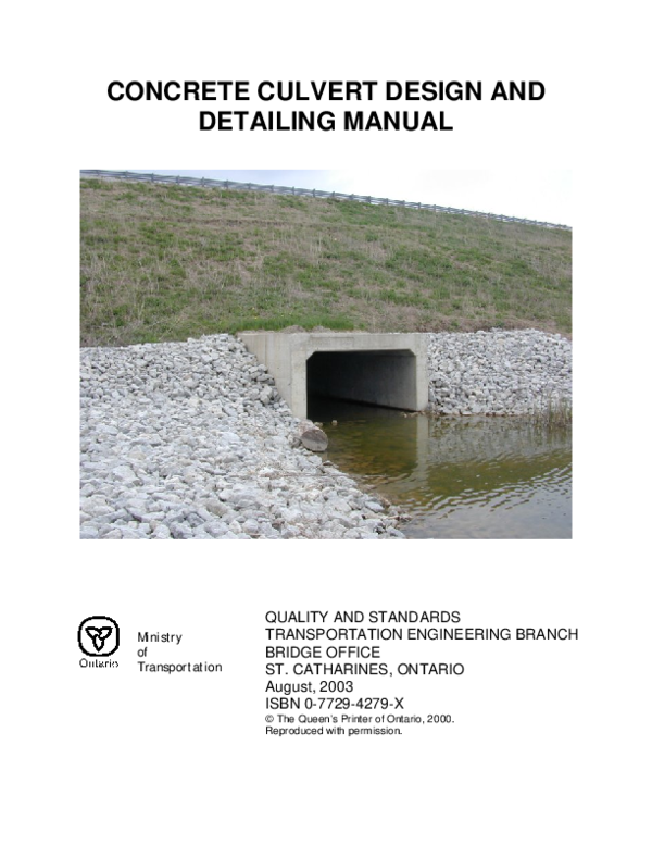 (PDF) CONCRETE CULVERT DESIGN AND DETAILING MANUAL