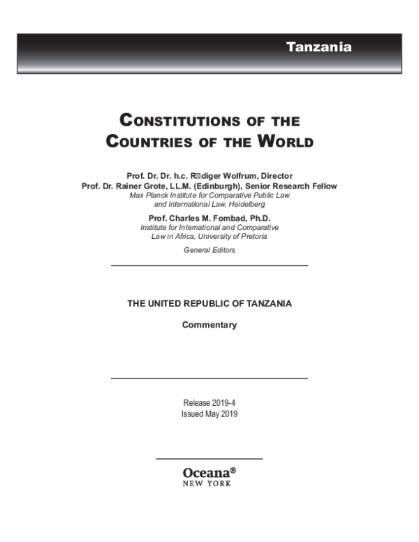(PDF) Commentary on the Constitution of the United Republic of Tanzania