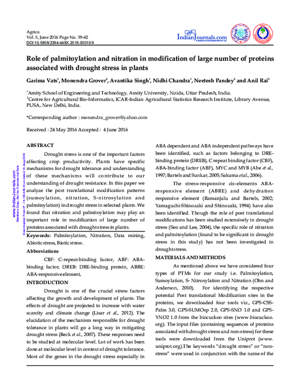 (PDF) Role of palmitoylation and nitration in modification of large ...