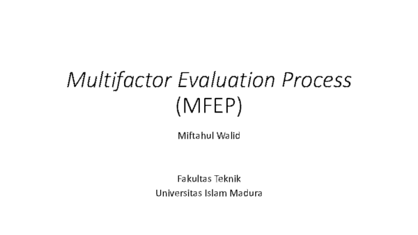 (PPT) Multifactor Evaluation Process
