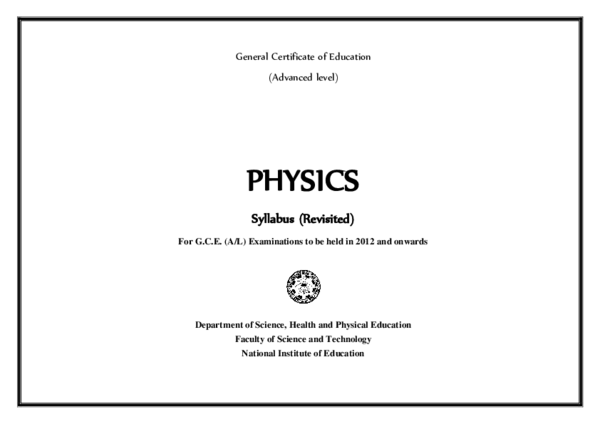 (PDF) General Certificate of Education (Advanced level) PHYSICS ...