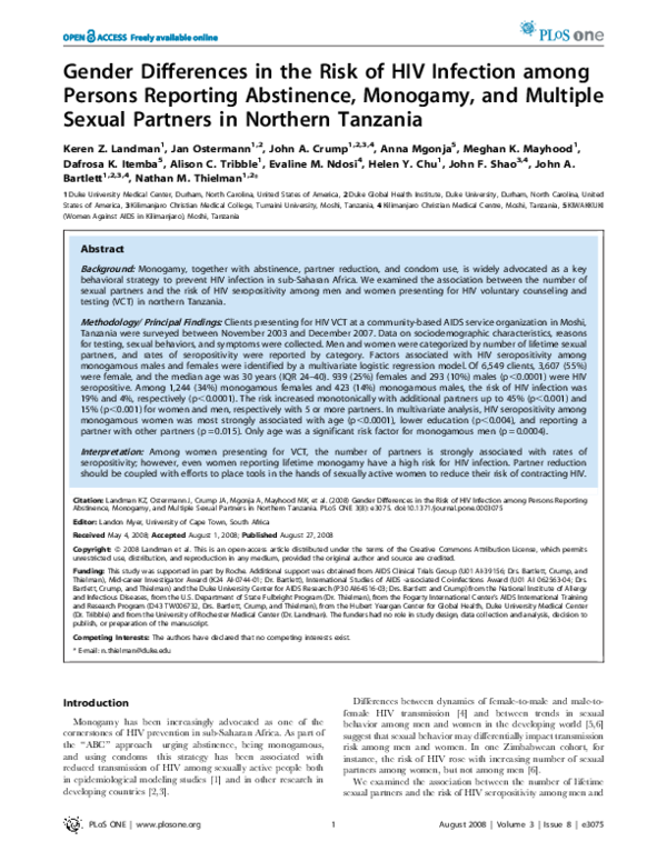 (PDF) Gender Differences in the Risk of HIV Infection among Persons ...