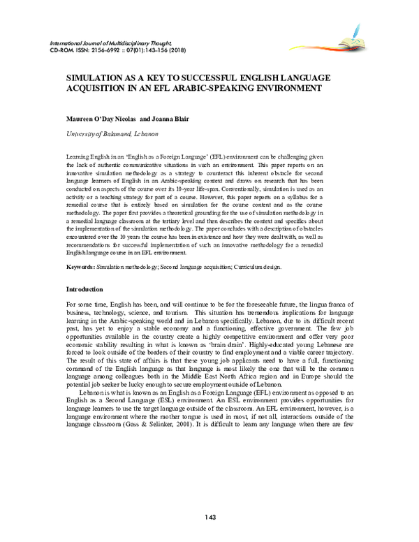 (PDF) SIMULATION AS A KEY TO SUCCESSFUL ENGLISH LANGUAGE ACQUISITION IN ...