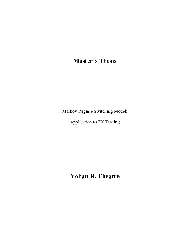 (PDF) Markov Regime Switching Model: Application to FX Trading