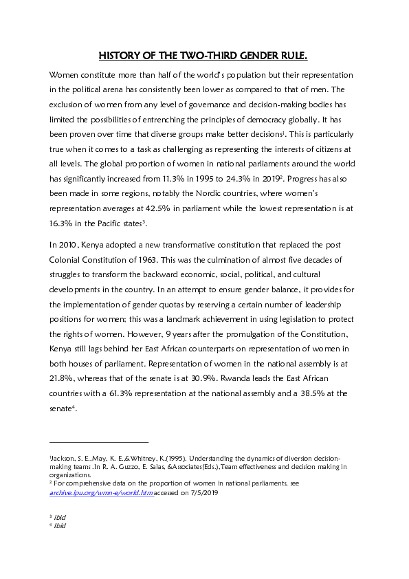 HISTORY OF THE GENDER -RULE PRINCIPLE