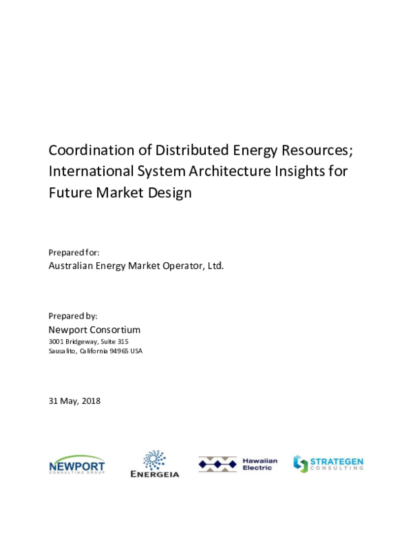 (PDF) Coordination of Distributed Energy Resources: International System Architecture Insights ...