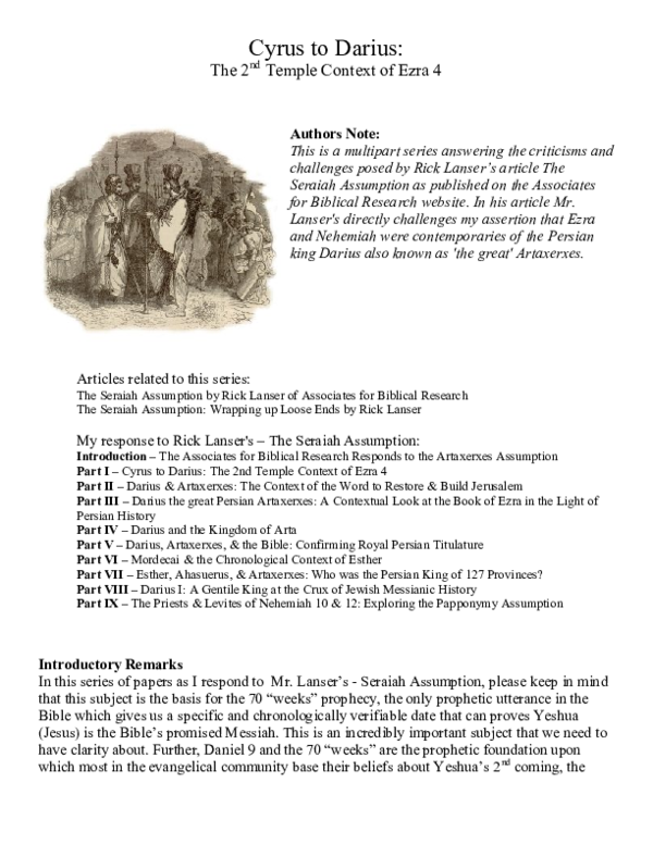 (PDF) Cyrus to Darius: The 2nd Temple Context of Ezra 4