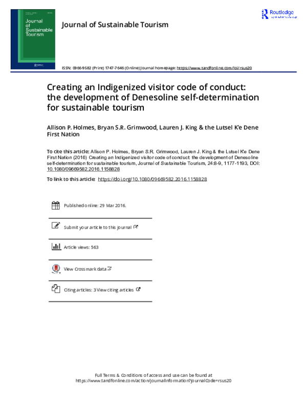 (PDF) Creating an indigenized visitor code of ethics: The development ...