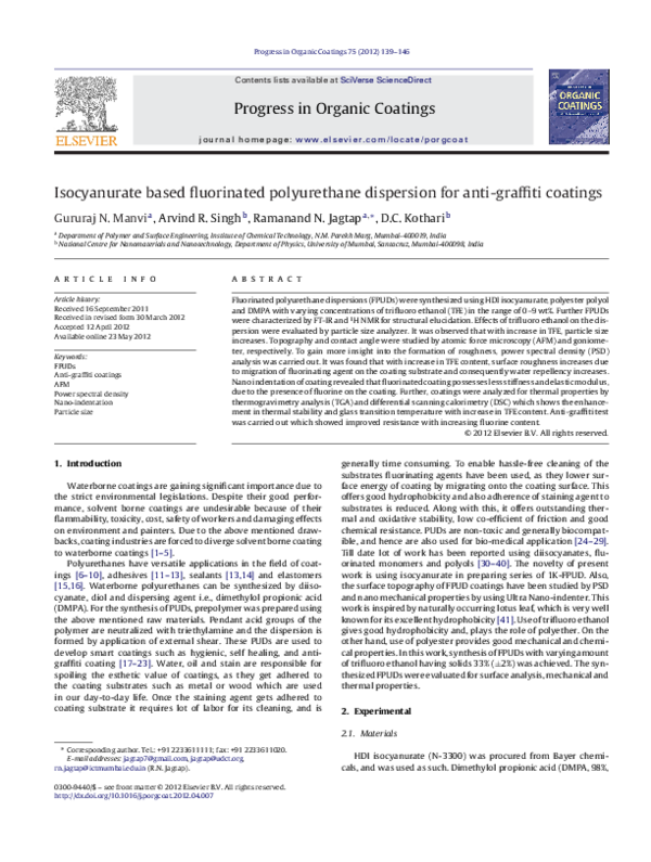 (PDF) Isocyanurate based fluorinated polyurethane dispersion for anti ...