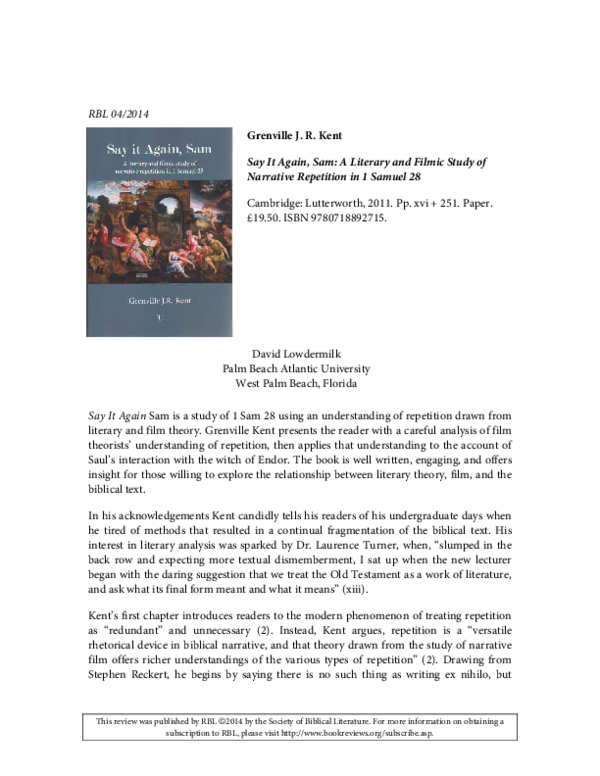 (PDF) Kent Say it Again Sam Review by Lowdermilk