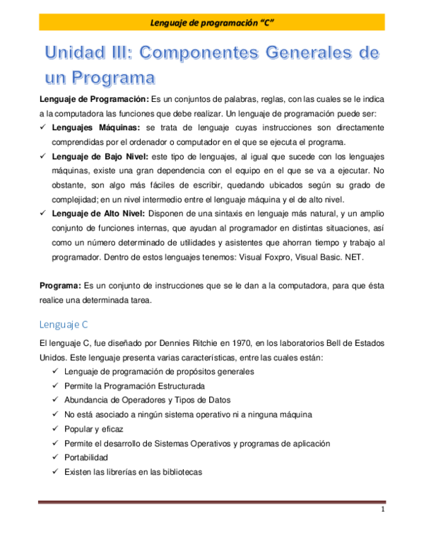 (PDF) Lenguaje de programación "C"