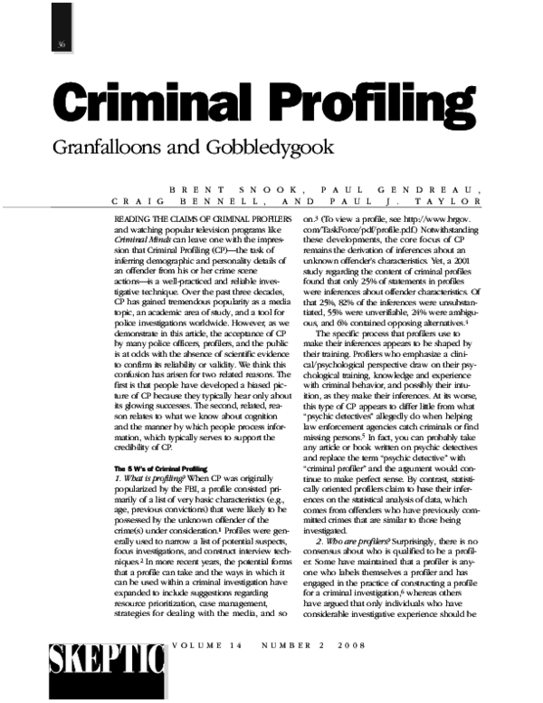 (PDF) READING THE CLAIMS OF CRIMINAL PROFILERS and watching popular ...