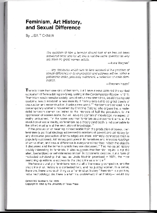 (PDF) Feminism, art history and sexual difference