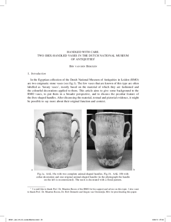 (PDF) Handled with care. Two ibex-handled vases in the Dutch National ...