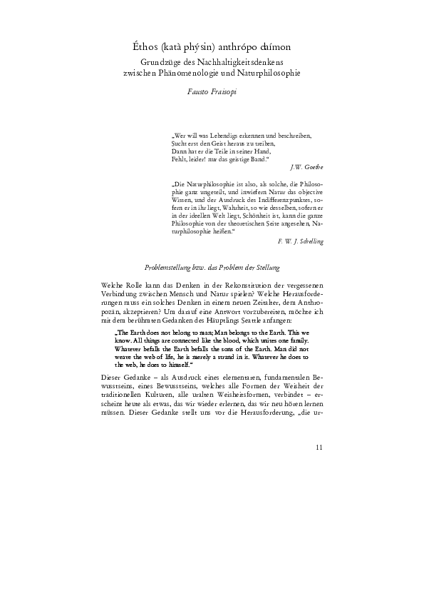 (PDF) Ethos (katá physin) antrôpô daimòn. Grundzüge eines ...